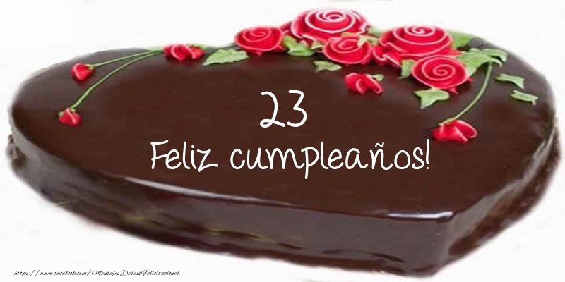23 años Feliz Cumple- Tarta - mensajesdeseosfelicitaciones.com