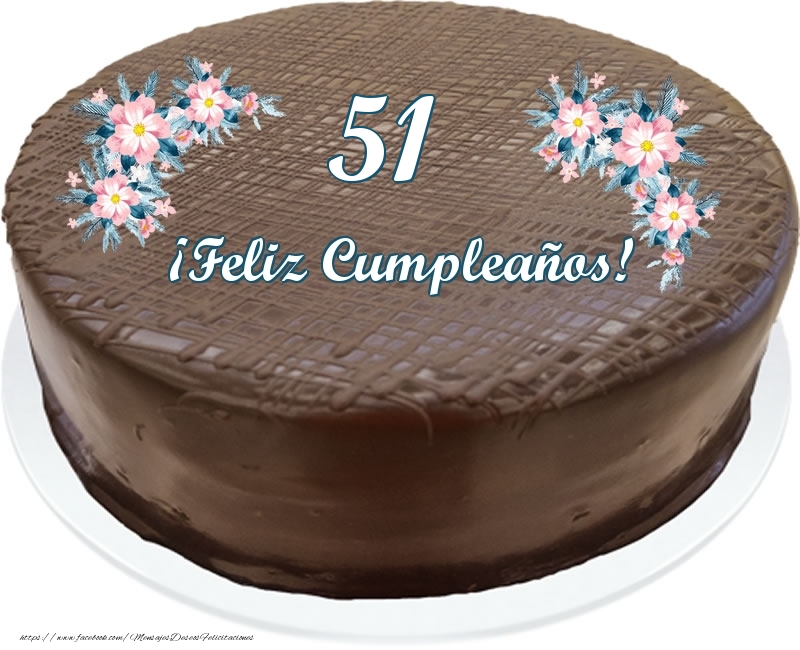 51 años ¡Feliz Cumpleaños! - Tarta - mensajesdeseosfelicitaciones.com